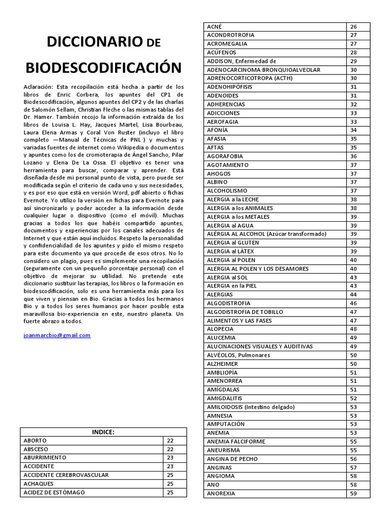 Diccionario de Biodescodificación | PDF