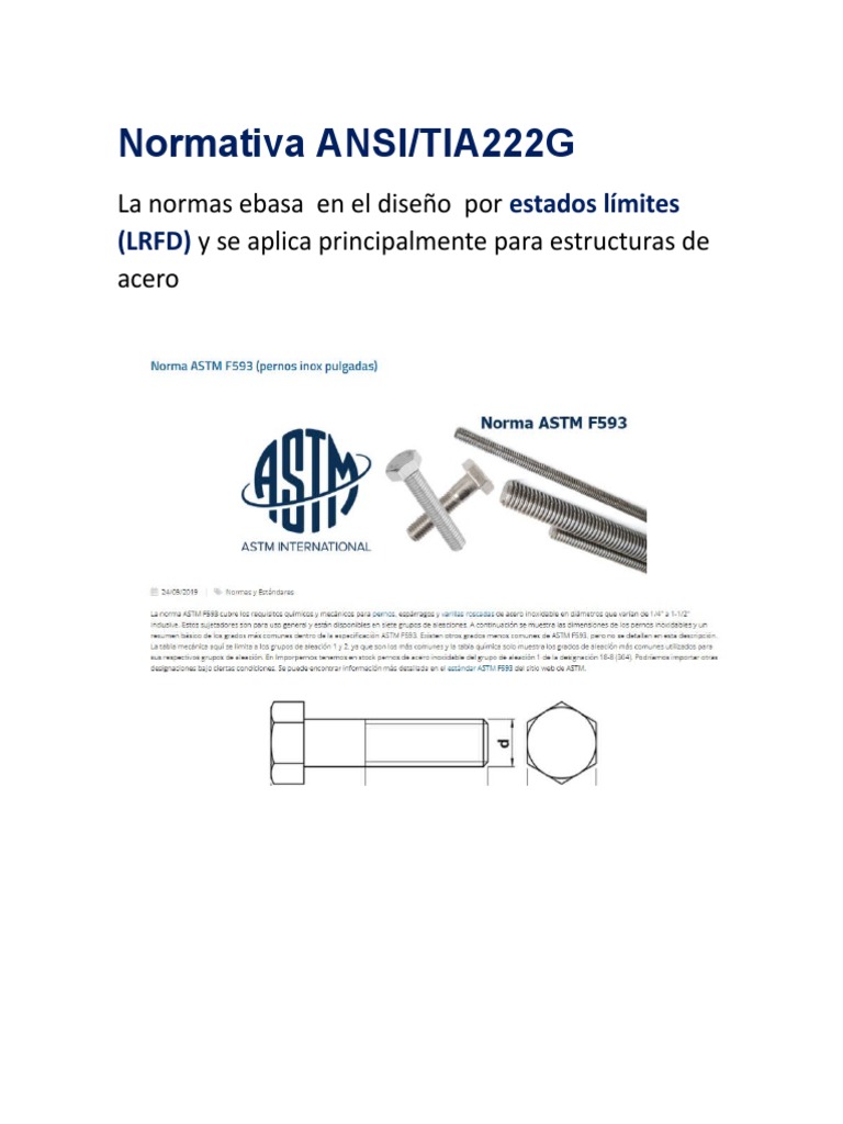 Astm f593 y f294 Pernos y Tuercas Acero Inoxidable | PDF