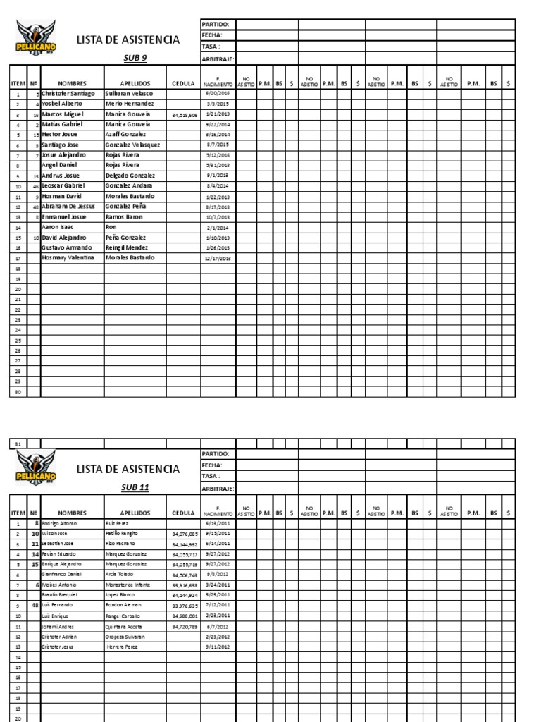 Lista de Jugadores | PDF