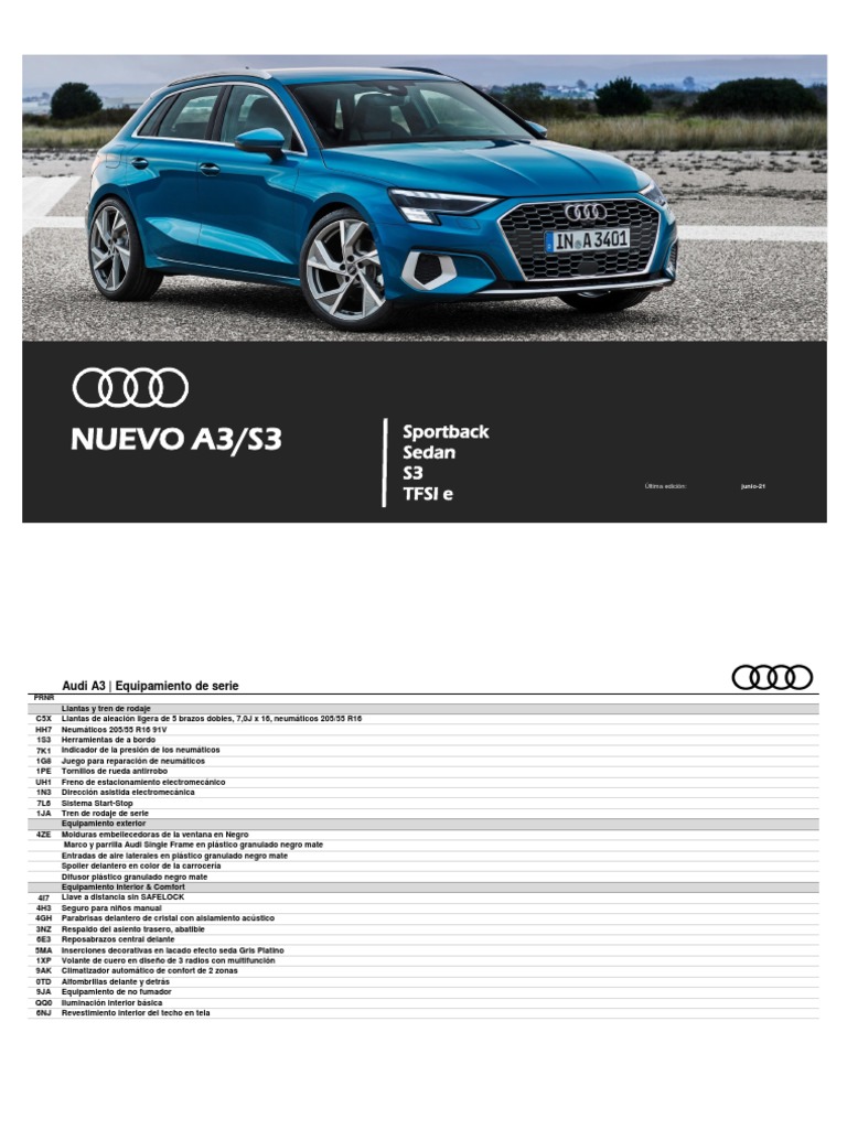 Catálogo Producto A3 SB SEDAN MY22 - Junio | PDF