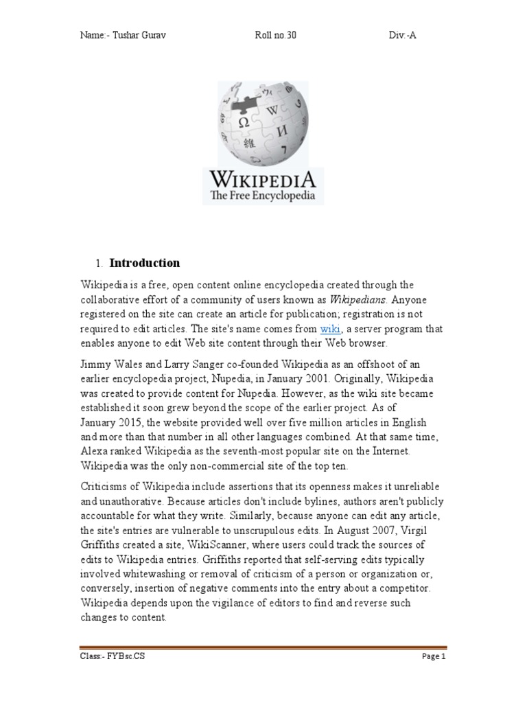 Case Study On Wikipedia | PDF | Wikipedia | Computing