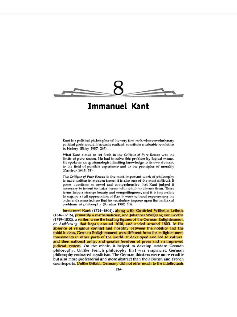 Immanuel Kant (Book Notes) | PDF