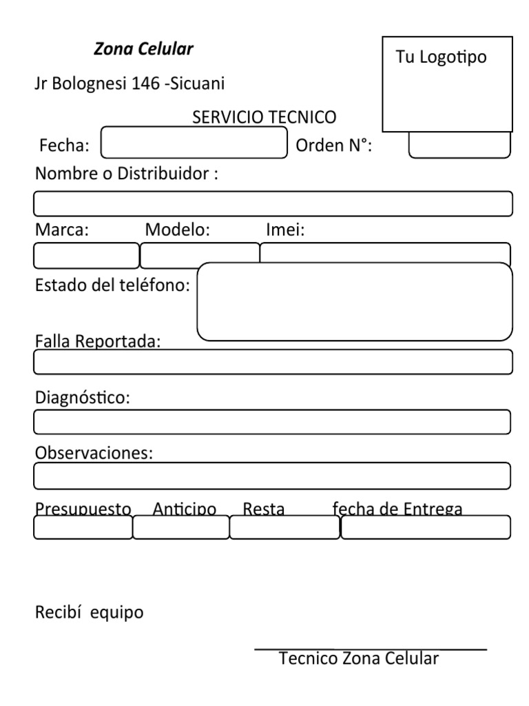 Formato Servicio Tecnico | PDF