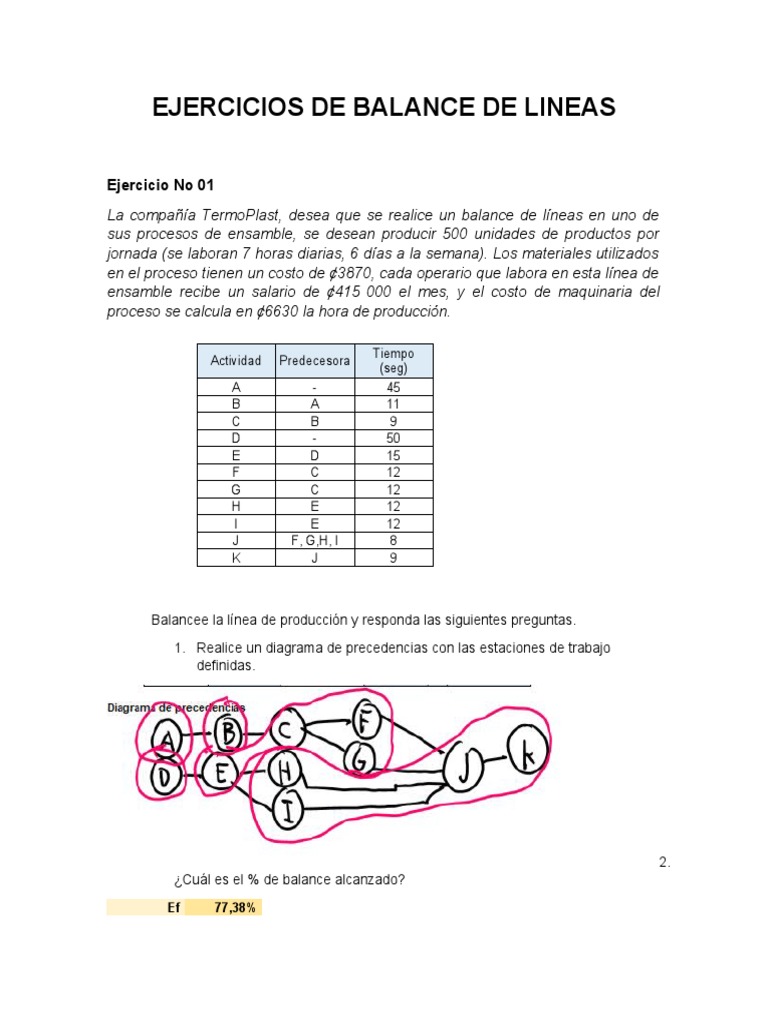Ejercicios de Balance de Lineas | PDF