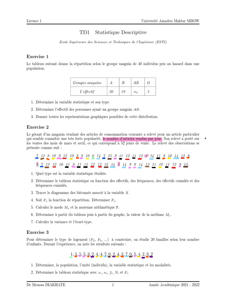 TD1 StatDescriptive | PDF