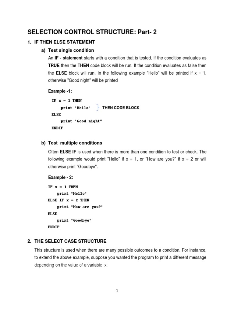 SELECTION CONTROL STRUCTURE - Part2 | PDF | Computers