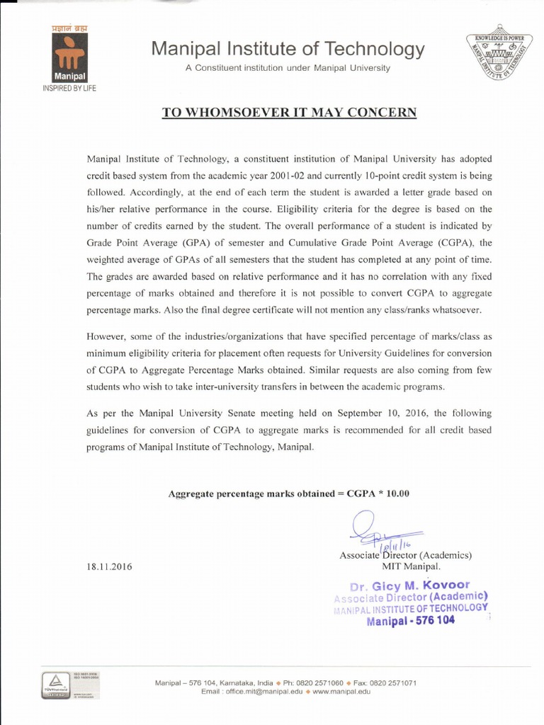 CGPA Conversion Factor | PDF