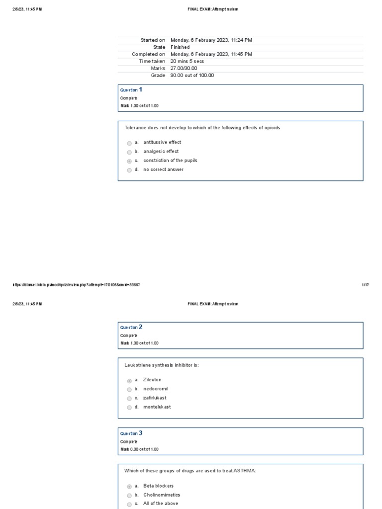 Final Exam Attempt Review Results | PDF