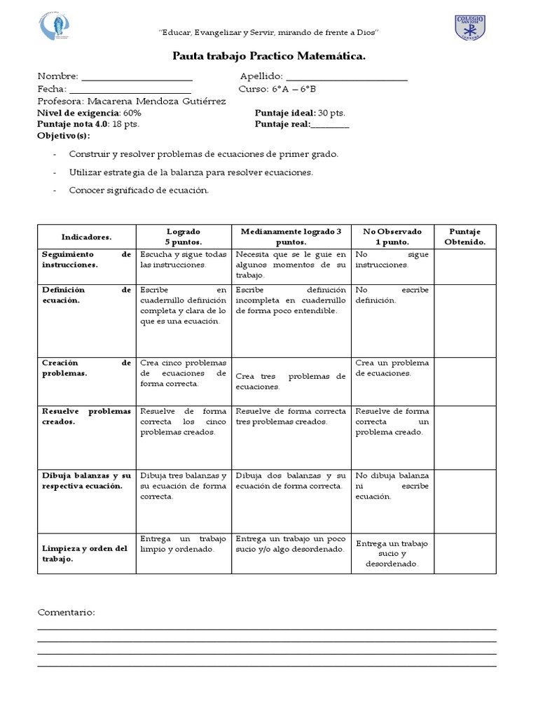 Ecuaciones 6 Ev.10 TP Matematica | PDF