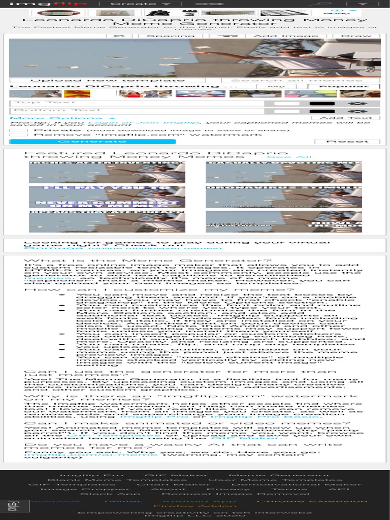 Leonardo DiCaprio Throwing Money Meme Generator - Imgflip | PDF | Computers