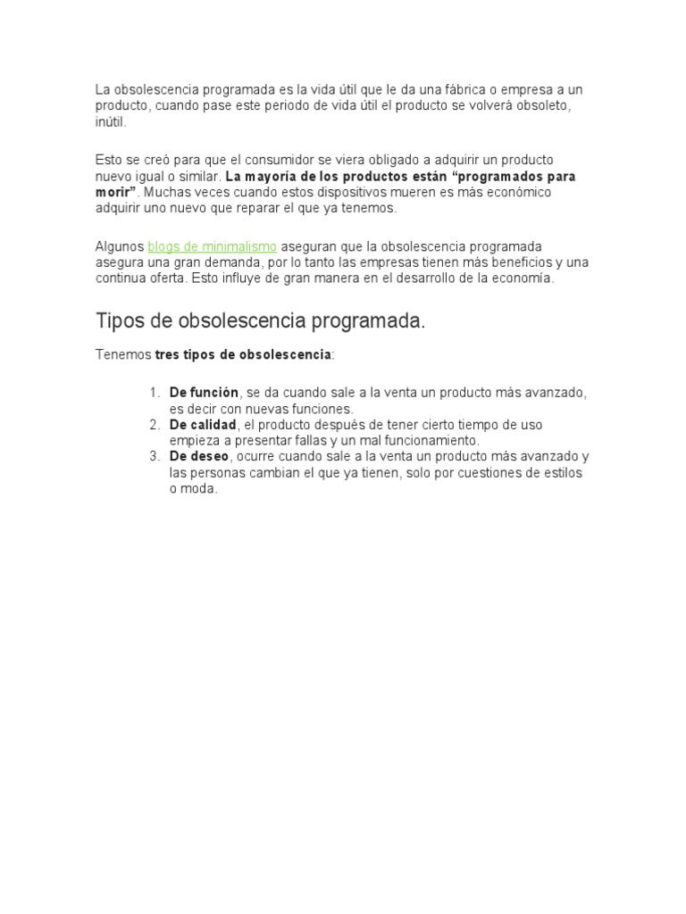 La Obsolescencia Programada | PDF