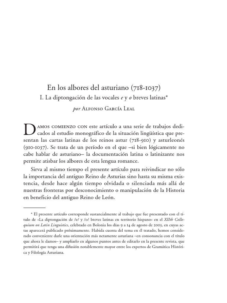 En Los Albores Del Asturiano | PDF