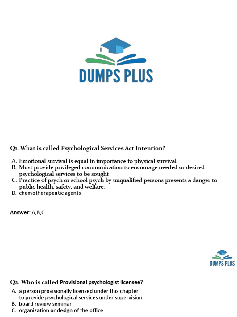 FLPSYLR State of Florida Psychology Laws and Rules Examination | PDF ...