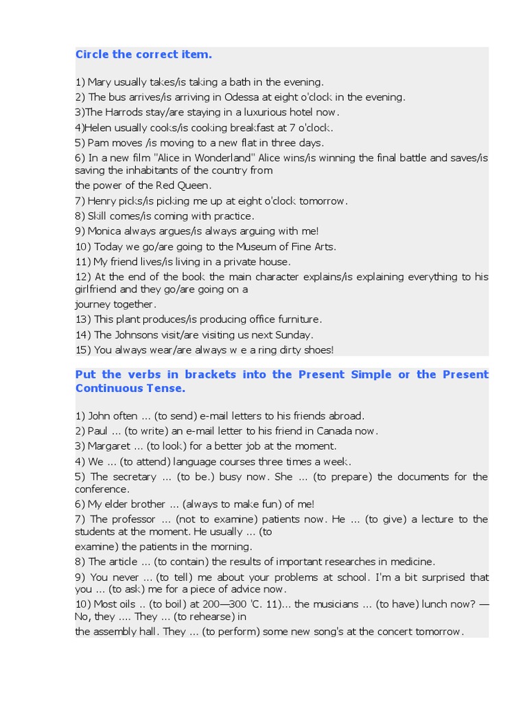 PR Simple, Continious, Past Simple | PDF