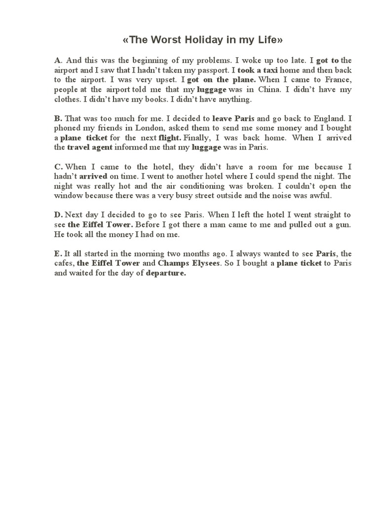 The Worst Holiday in My Life | PDF
