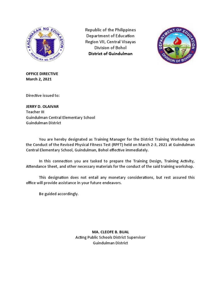 DIRECTIVES OF SUPERVISOR-Republic of The Philippines | PDF