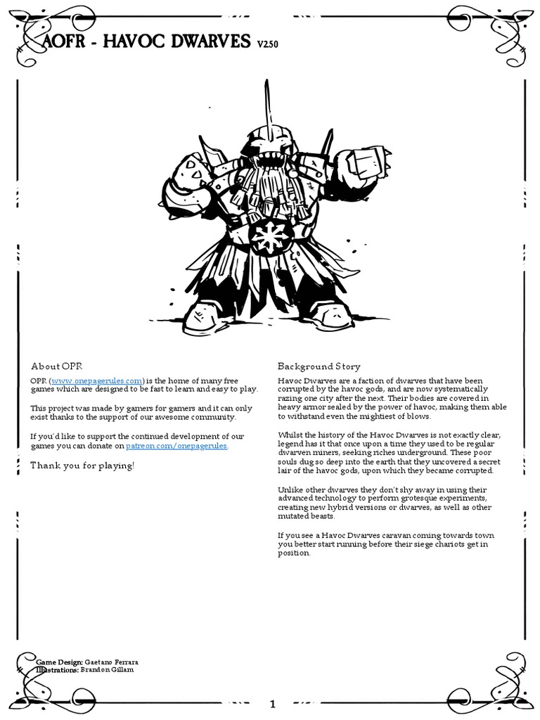 AOFR - Havoc Dwarves v2.50 | PDF | Dwarf (Dungeons & Dragons ...
