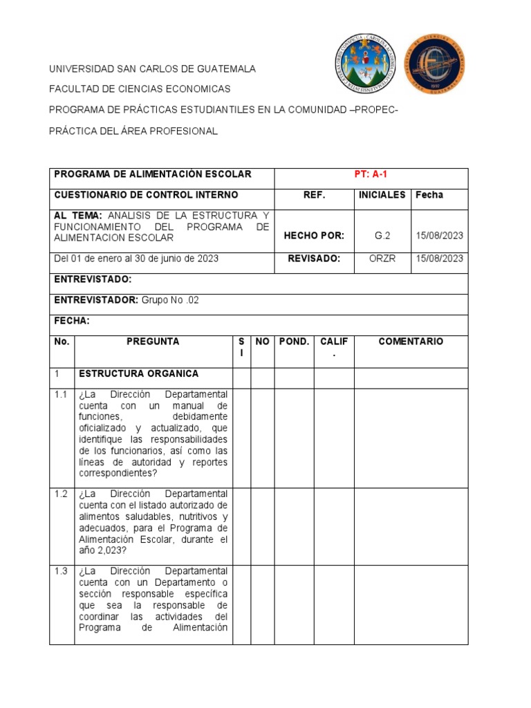 Cuestionario Grupo No. 2. Propec | PDF Cuestionario Grupo No. 2. Propec | PDF