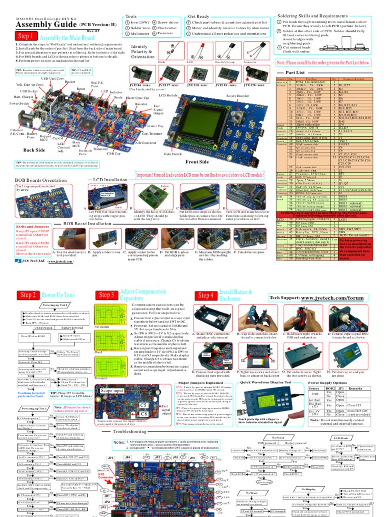Dso068 Assembly Guide Ver H | PDF | Printed Circuit Board | Power Supply