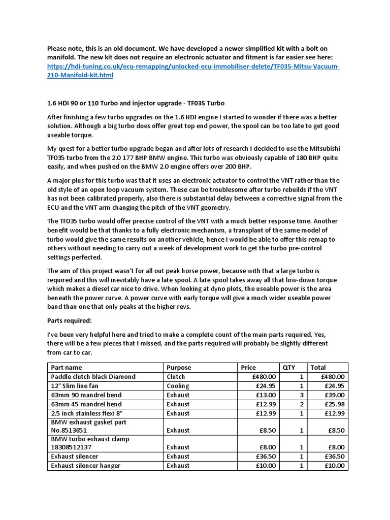 TF035 Turbo Upgrade Guide | PDF