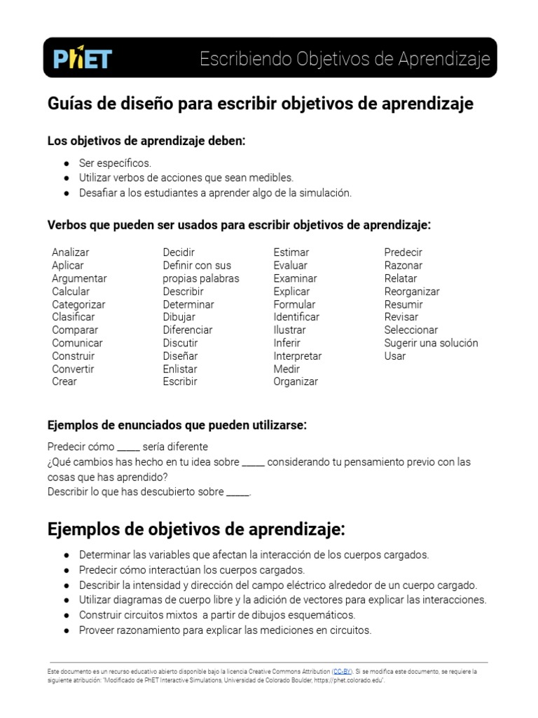 Escribiendo Objetivos de Aprendizaje | PDF