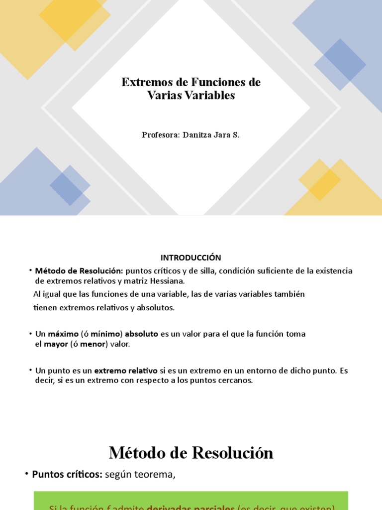 1.-Extremos de Funciones de Varias Variables | PDF