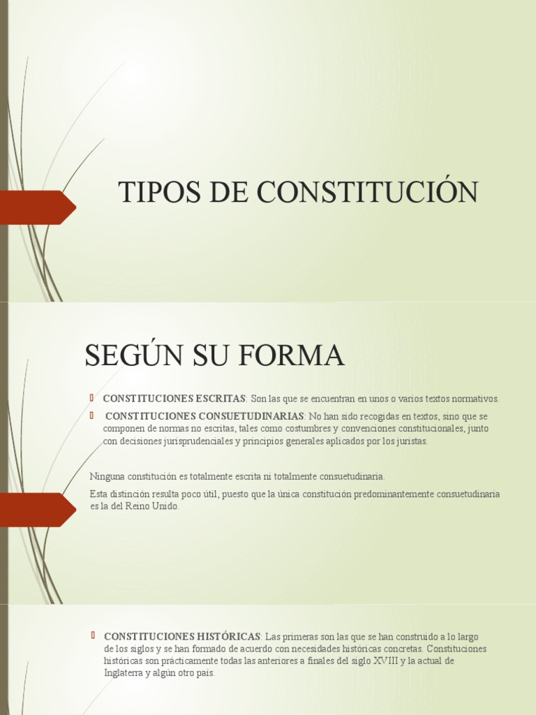 Tipos De Constitución Pdf Constitución Democracia