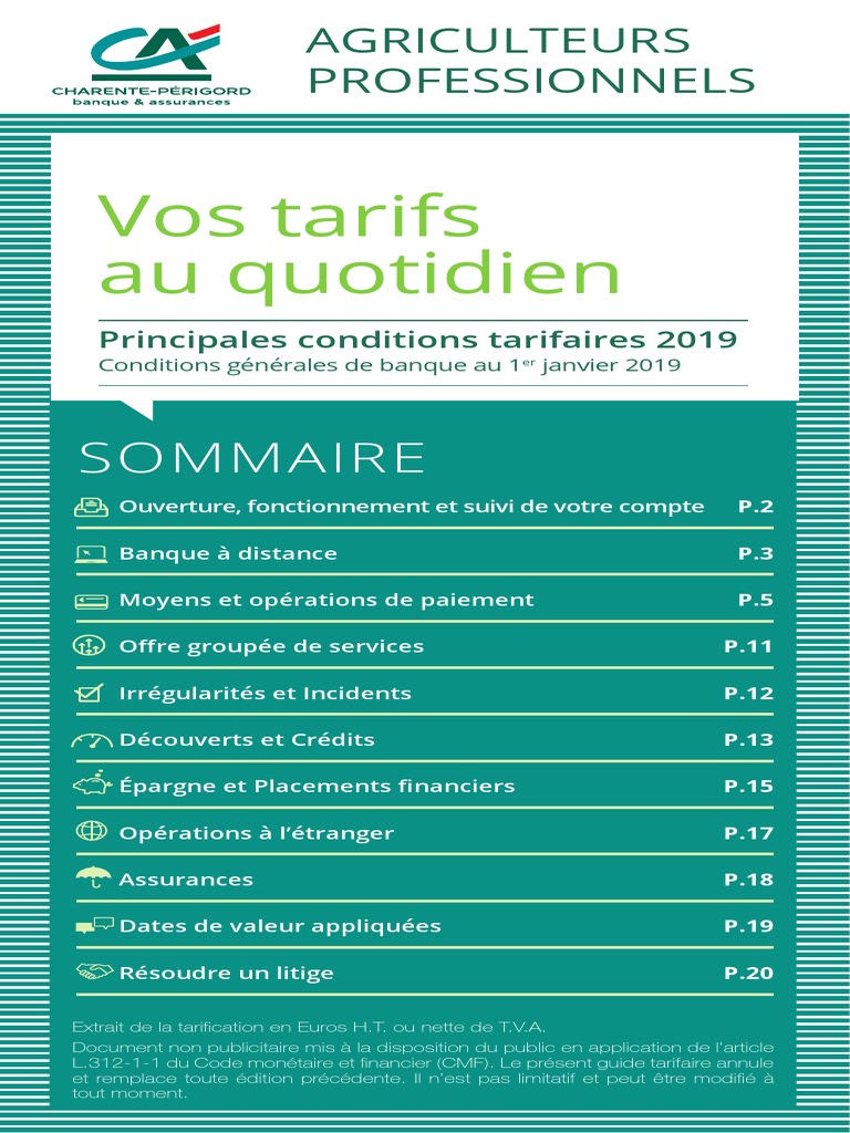 CACP Tarifs Pro Agri 2019 | PDF
