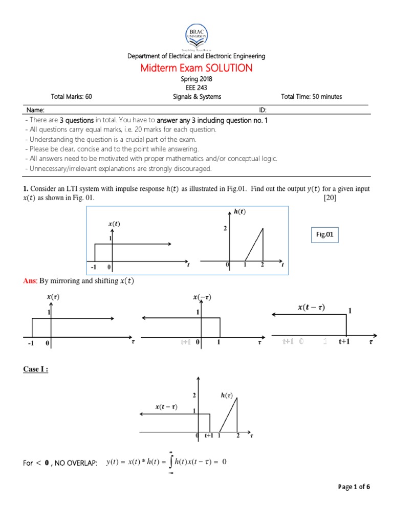 EEE 243 Signals & Systems Midterm Solutions | PDF | Computer ...