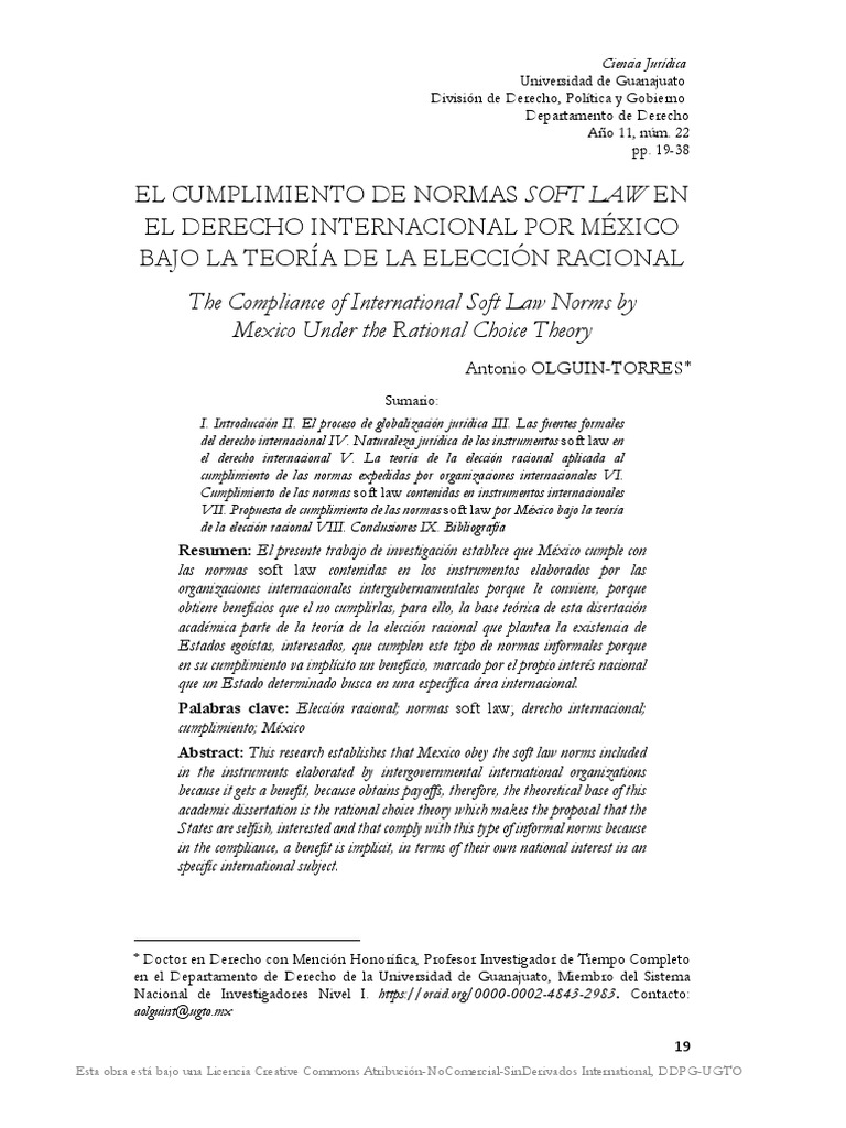 El Cumplimiento de Las Normas de Soft Law en El Derecho Internacional Por México | PDF | Ley ...