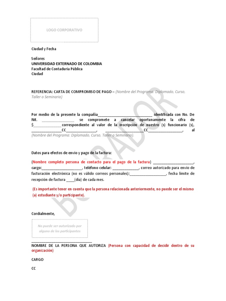Formato Carta de Compromiso Empresa | PDF