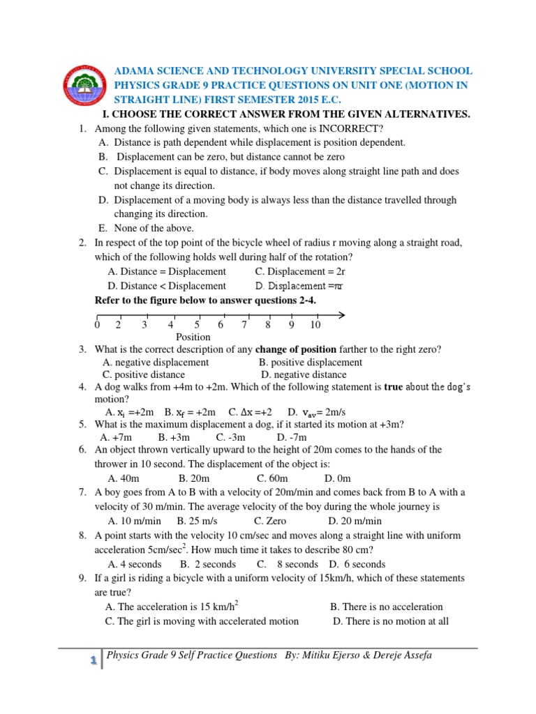 Grade 9 Physics Practice Questions | PDF | Technology & Engineering
