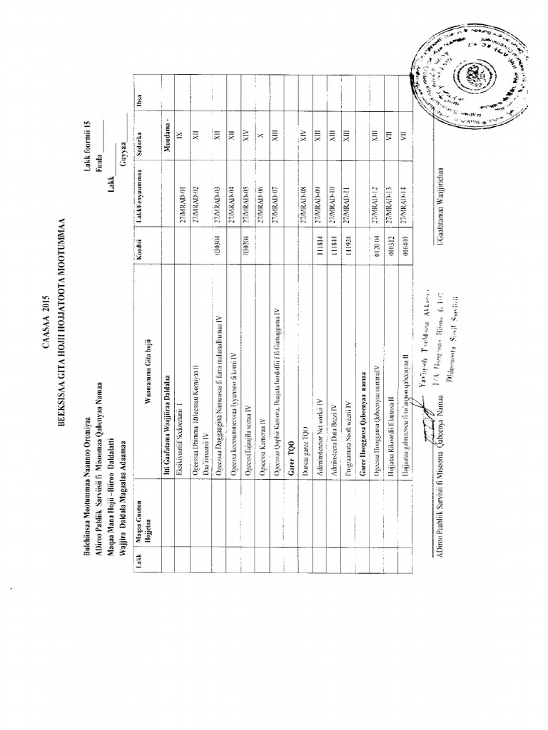 Caasaa Waajjiraa Daldalaa Magaalaa Adaamaa | PDF