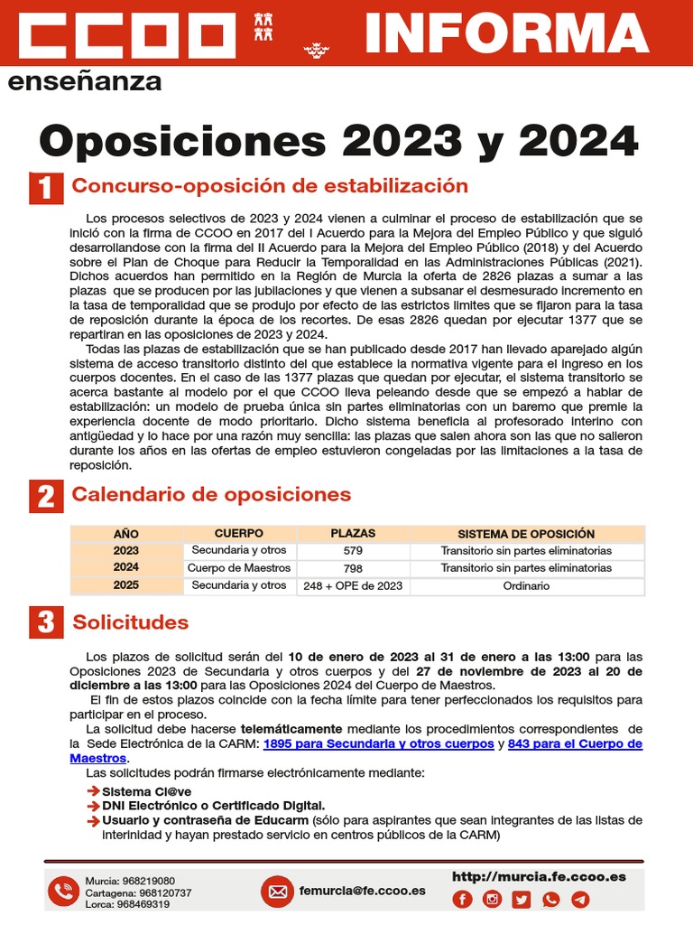 Guia Oposiciones 2023 24 CCOO | PDF