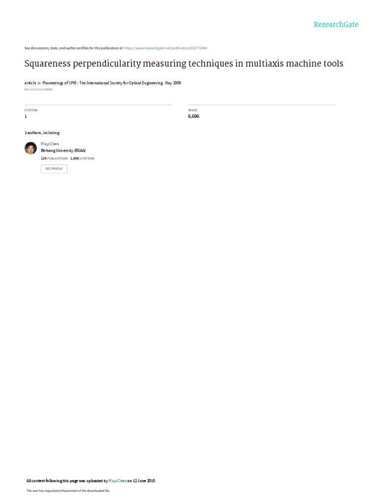 Squareness Perpendicularity Measuring Techniques in Multiaxis Machine ...