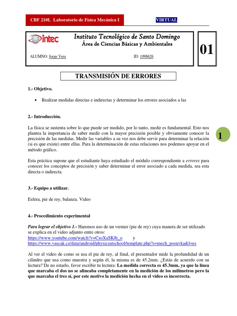 CBF210L Pract 01 (Transmisión Errores) | PDF | Medición | Masa