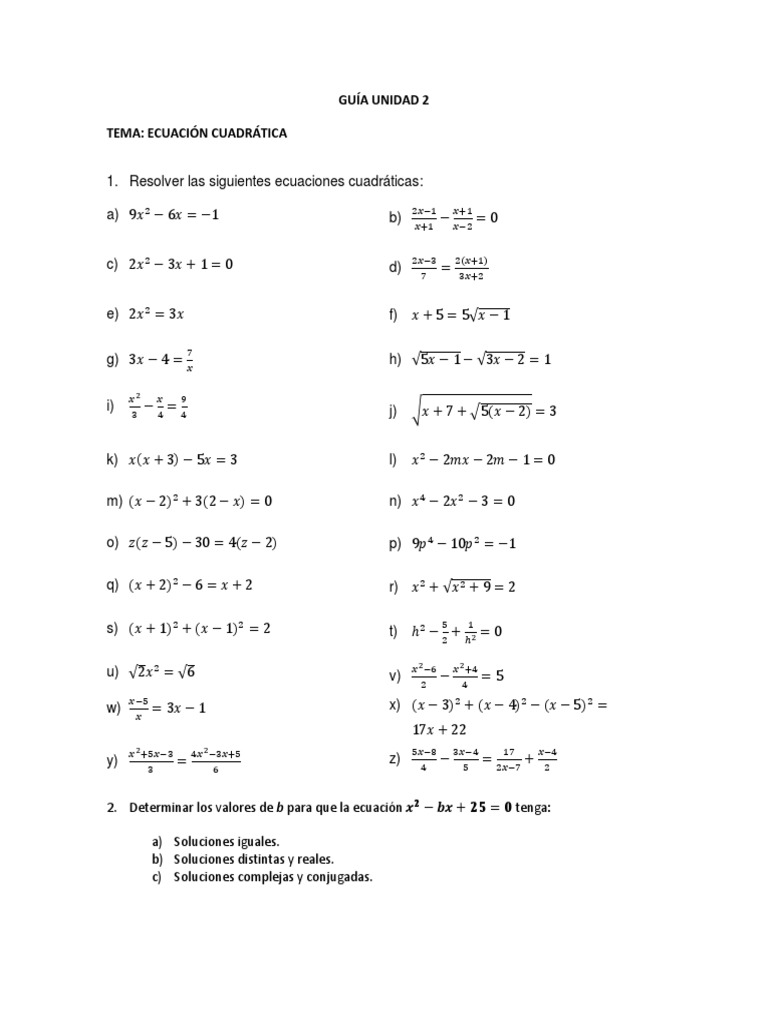 Guía+7 Ecuación+Cuadrática | PDF