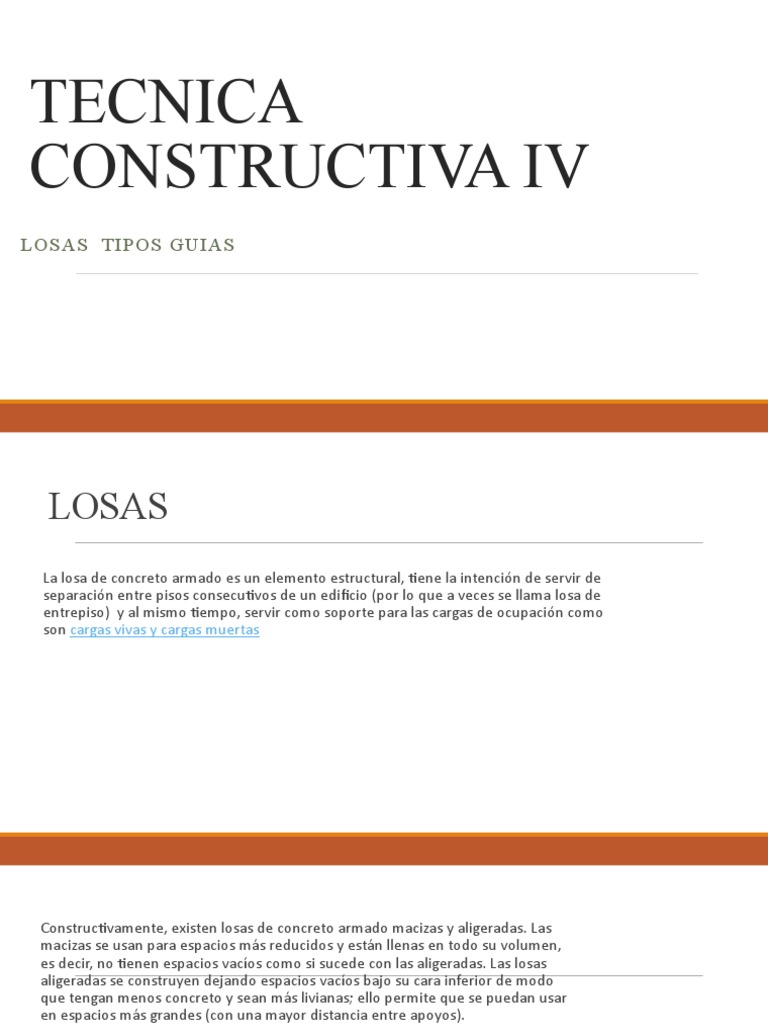 Semana 1 (Losas - Tipos) | PDF | Hormigón | Concreto reforzado