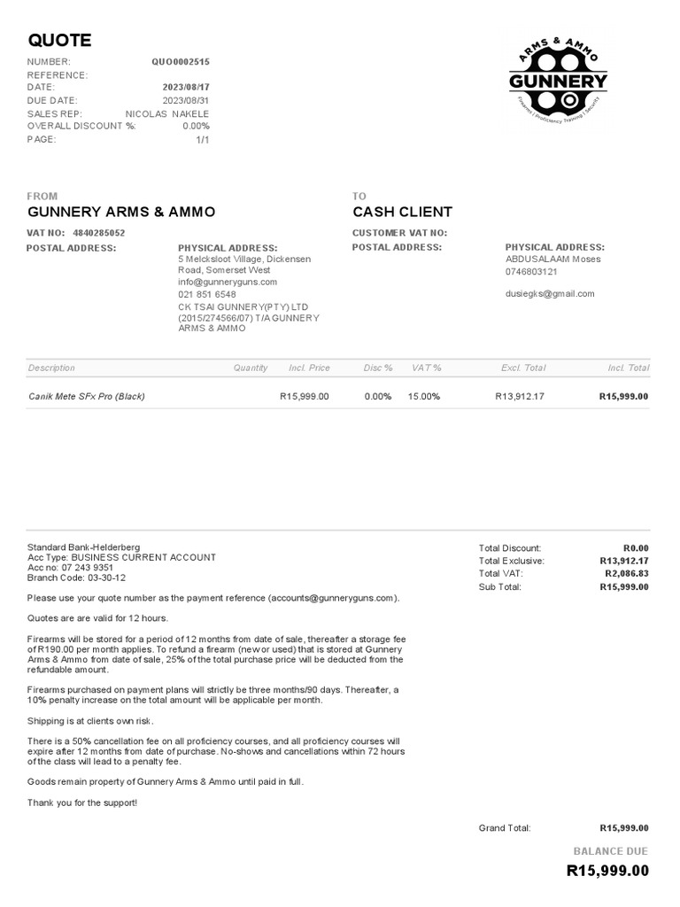Quotation - QUO0002515 | PDF