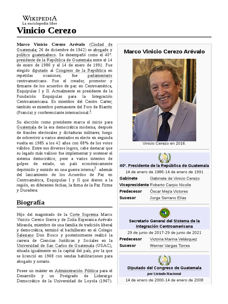 Vinicio Cerezo | PDF | Guatemala | Gobierno