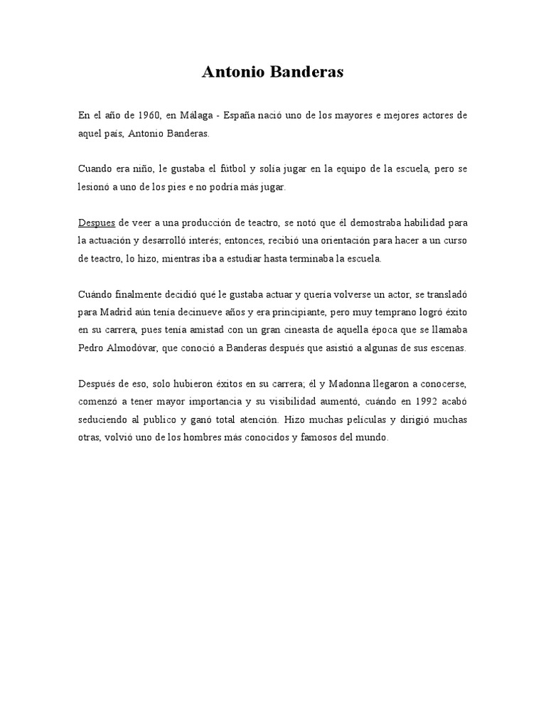 Antonio Banderas - Curso de Español | PDF