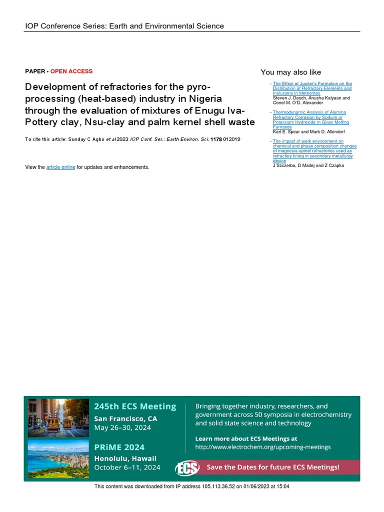 Agbo 2023 IOP Conf. Ser. Earth Environ. Sci. 1178 012019 | PDF ...