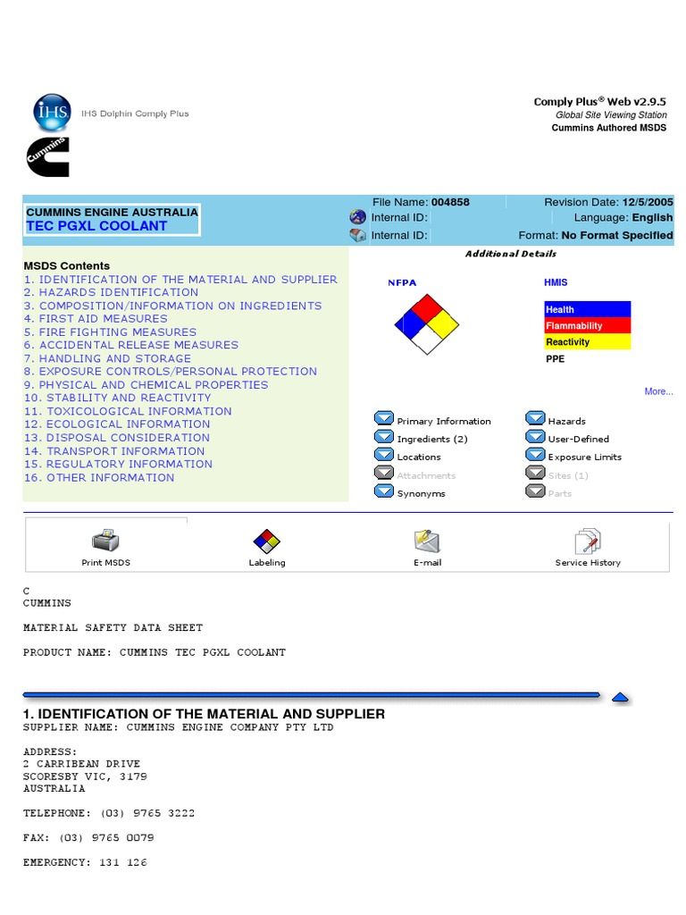 Cummins TEC PGXL Coolant | PDF