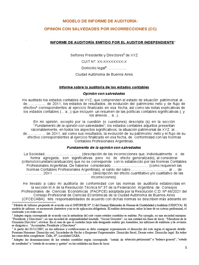 Modelos Informe de Auditoria | PDF | Auditoría | Contabilidad