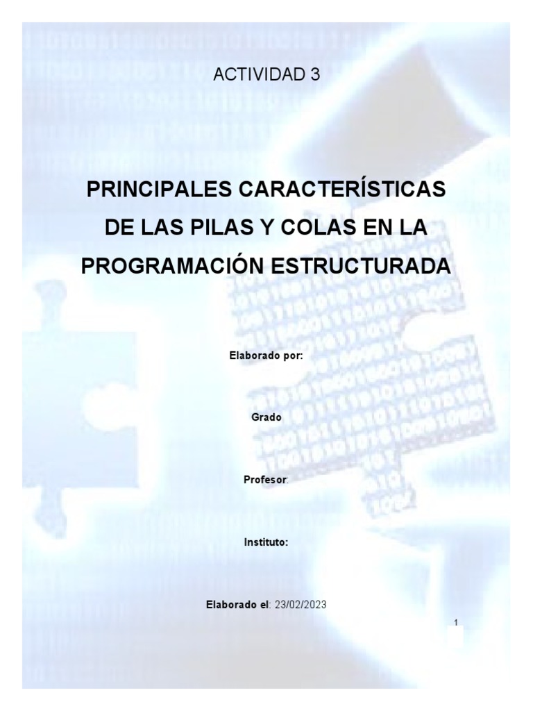 Principales Características de Las Pilas y Colas en La Programación ...