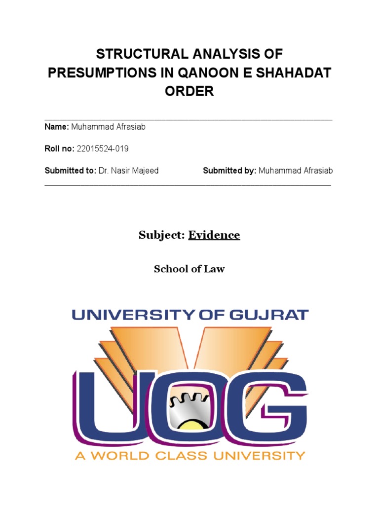 Structural Analysis of Presumptions in Qanoon e Shahadat Order | PDF