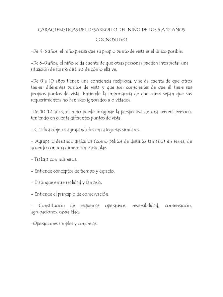 Caracteristicas Del Desarrollo Del Nino de Los 6 A 12 Anos | PDF Caracteristicas Del Desarrollo Del Nino de Los 6 A 12 Anos | PDF