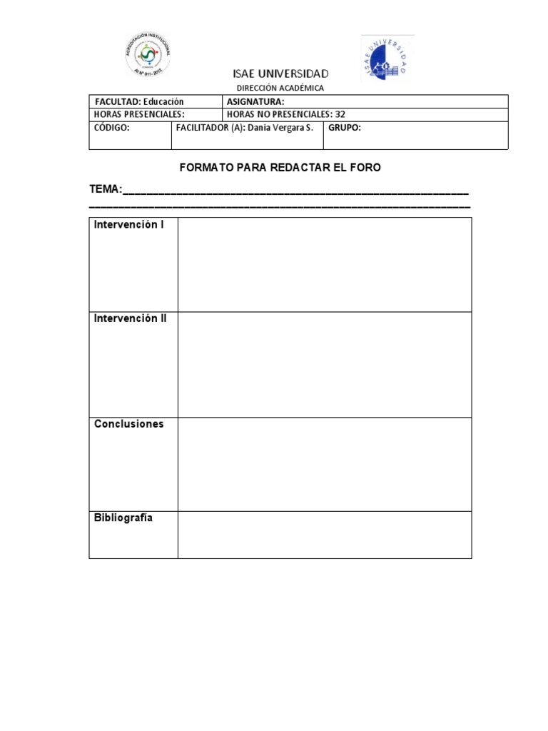 Formato para redactar el Foro | PDF