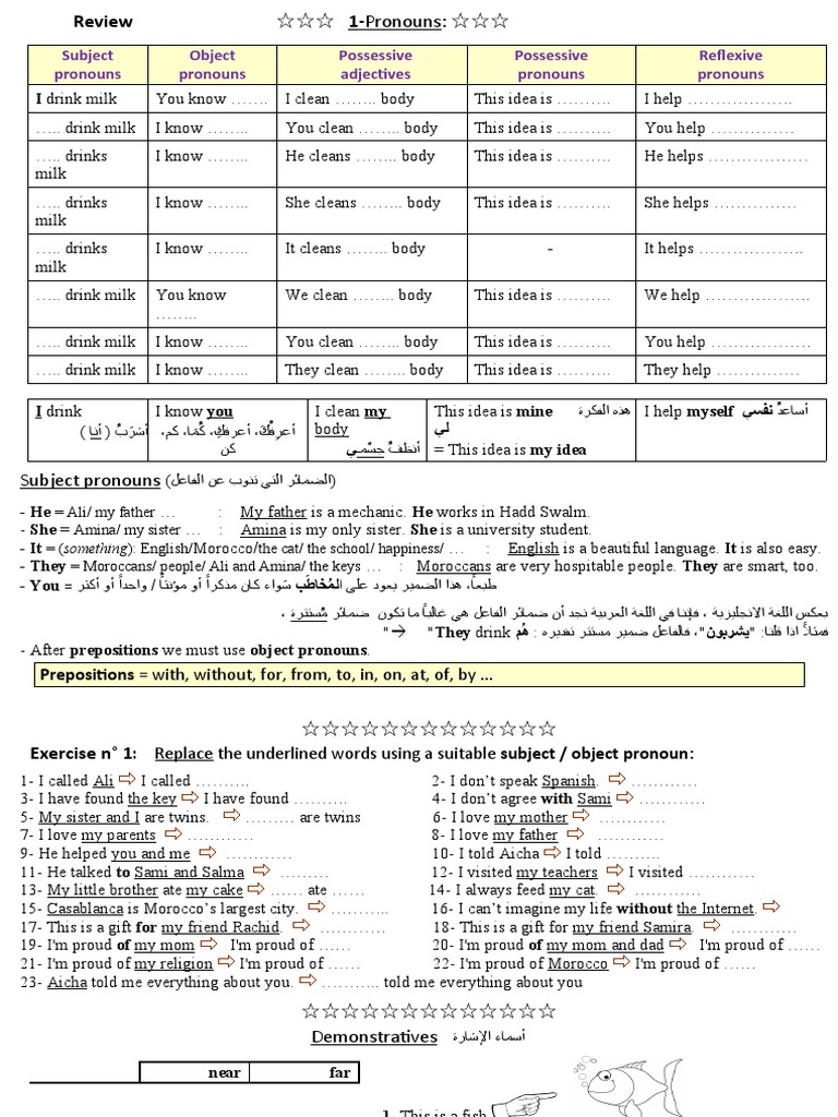 Bac Review - Pronouns - by Me + Key | PDF