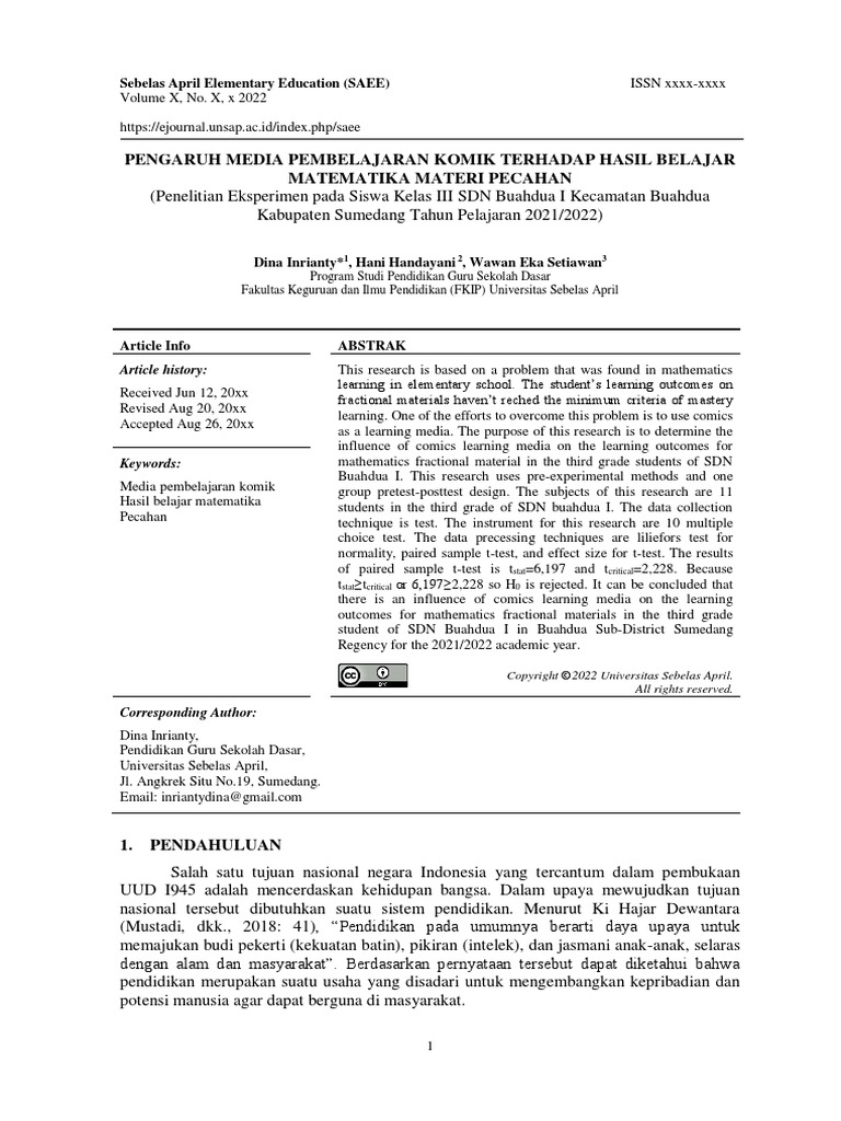 Jurnal Dina Inrianty - Hani Handayani - Wawan Eka Setiawan | PDF